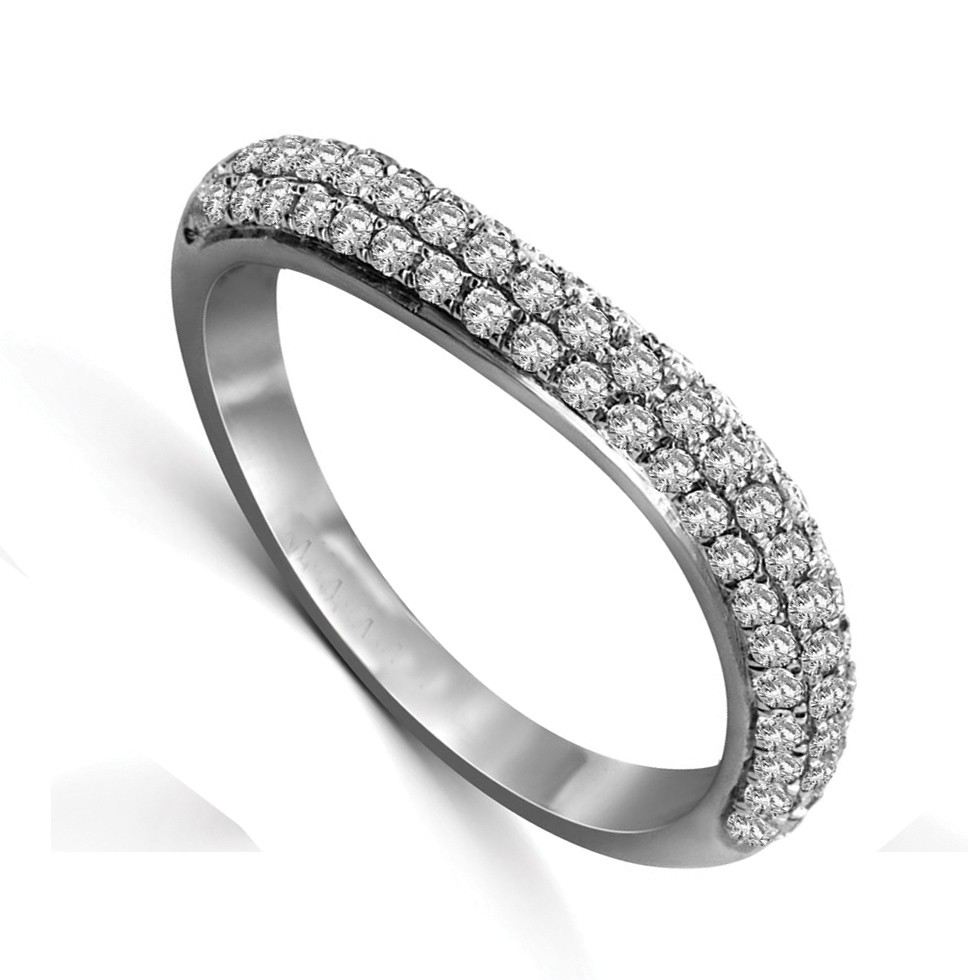 Curved Round Diamond Wedding Band for Her - JeenJewels Curved Round Diamond Wedding Band for Her - JeenJewels