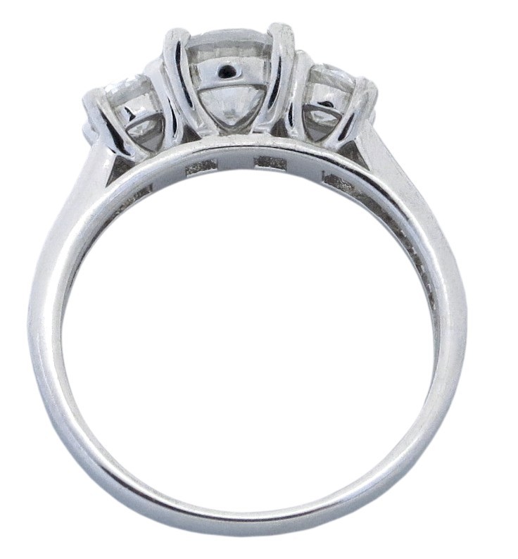 2 Carat Cubic Zirconia Three Stone Round Engagement Ring In Sterling