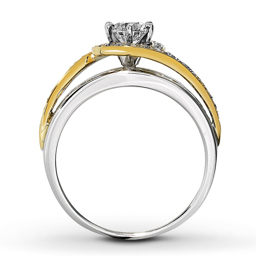 Designer White and Yellow Gold Round Diamond Engagement Wedding Ring ... Designer White and Yellow Gold Round Diamond Engagement Wedding Ring ...