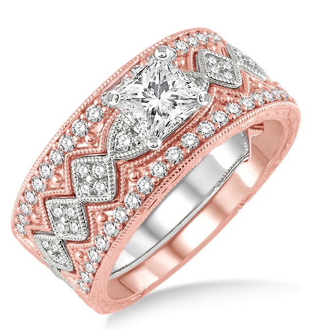 2 00 Carat Antique Trio Bridal Set Engagement Ring With Princess