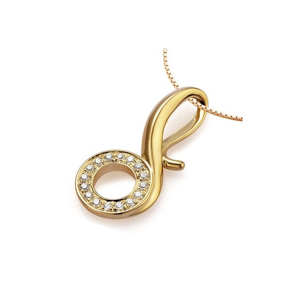 Music Note Movement Circle Diamond Pendant on 10k Yellow Gold - JeenJewels