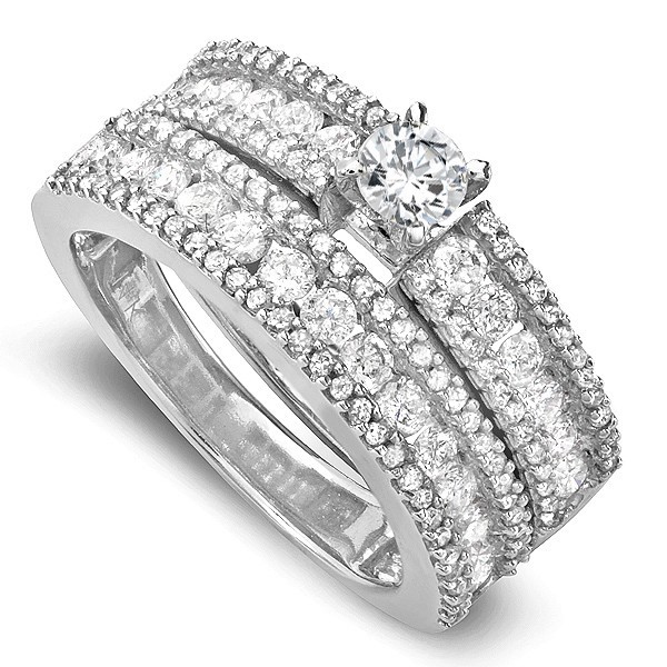 Gleaming Diamond Wedding Set 2 Carat Round Cut Diamond on 10k Gold ...