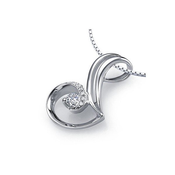 Beautiful Heart Diamond Pendant on 10k White Gold - JeenJewels