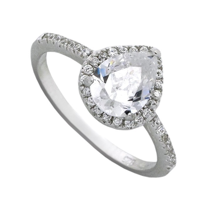 Perfect 1.50 Carat Pear Shaped Cubic Zirconium Engagement Ring for Her ...
