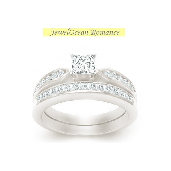 Perfect Cheap Diamond Bridal Ring Set 1 Carat Princess Cut Diamond on ...